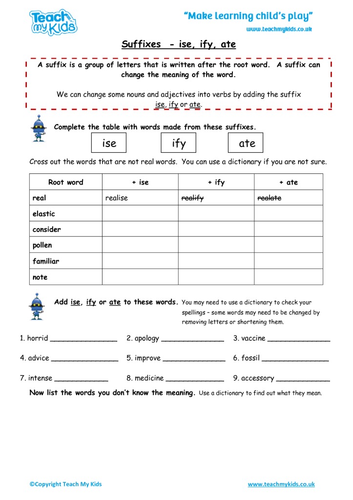 Suffixes Ise Ify Ate TMK Education Suffixes Ise Ify Ate TMK Education